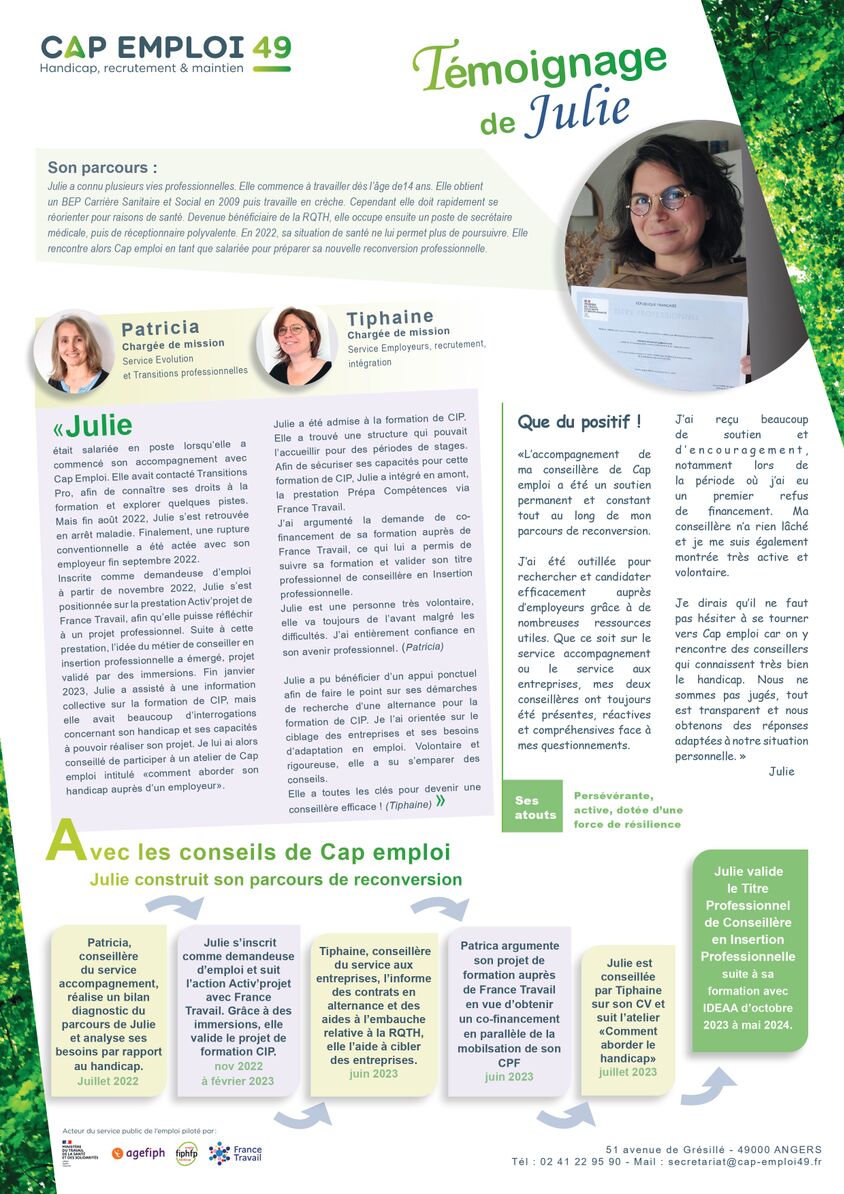 Témoignage de Julie - Cap emploi 49
